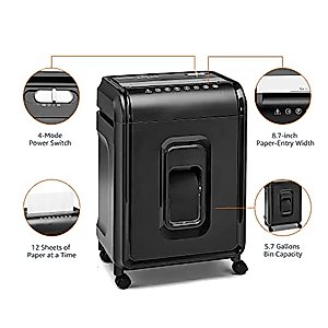 Amazon Basics 12-Sheet High-Security Micro-Cut Paper, CD, and Credit Card Shredder with Pullout Basket