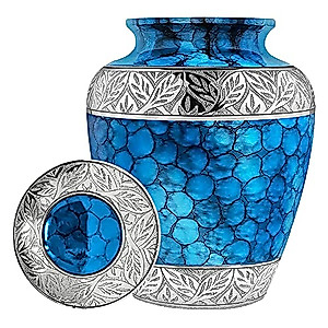 Trupoint Memorials Cremation Urns for Human Ashes - Decorative Urns, Urns for Human Ashes Female & Male, Urns for Ashes Adult Female, Funeral Urns - Royal Blue, Large