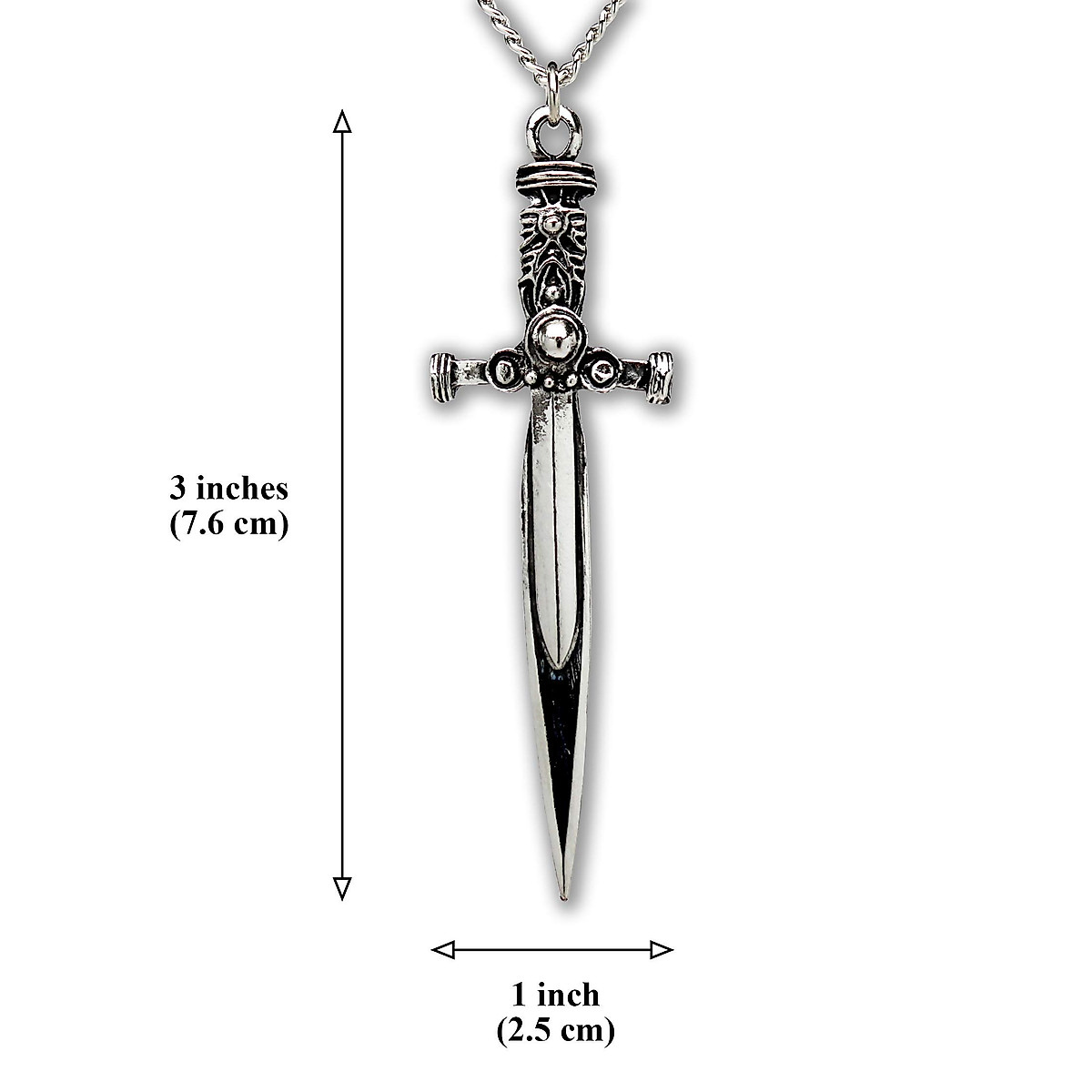 Sword with Engraved Handle Medieval Rennaissance Pendant Necklace