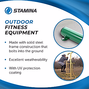 Stamina Outdoor Fitness Power Tower Pro with Plyo Box - Dip Bar Pull Up Bar Station with Smart Workout App - Dip Bars for Home Workout - Up to 300 lbs Weight Capacity