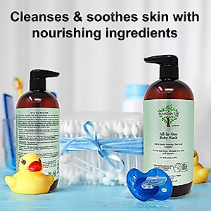 MOUNTAIN TOP All-in-One Baby Wash (24 oz / 709 ml) with Premium USDA Biobased Ingredients, Sulfate-Free, Tear-Free, Hypoallergenic, Natural 2-in-1 Baby Shampoo & Body Wash