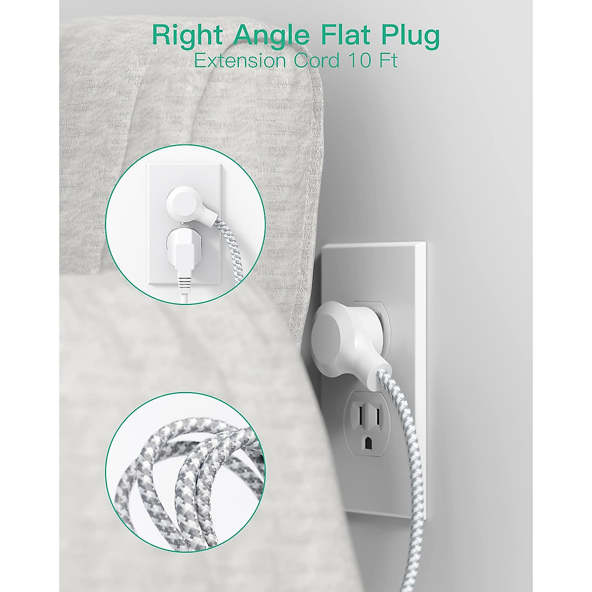 10FT Power Strip with 9 AC Outlets + 10FT Power Strip with USB