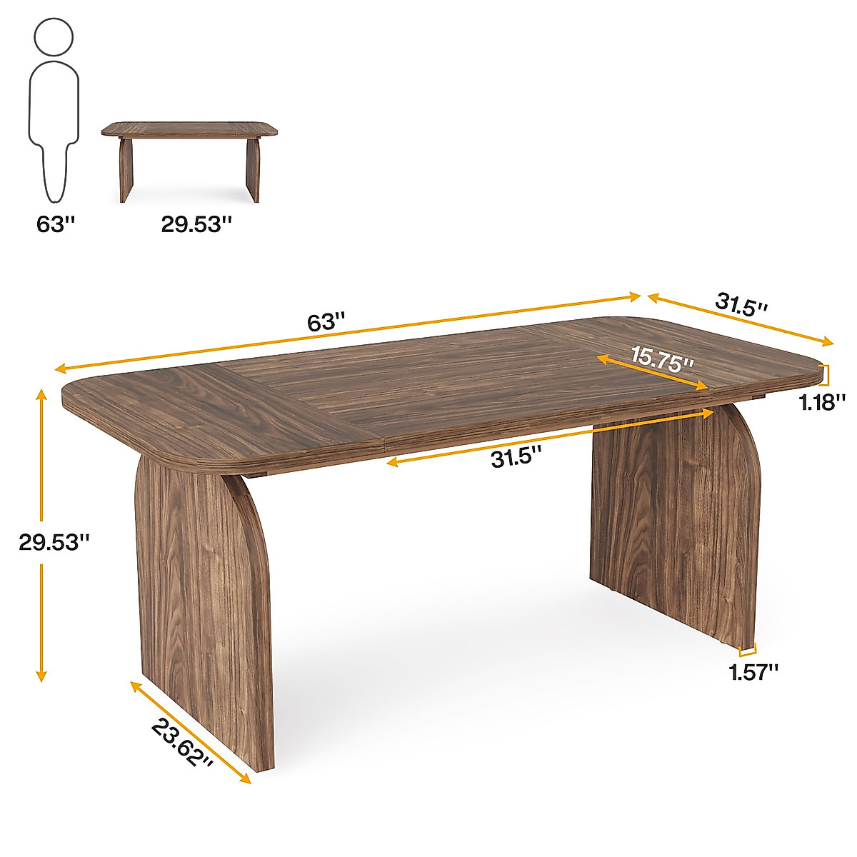 Tribesigns 63-inch Conference Room Table for 4-6 Person, Retro 5.2 ft Small Rectangle Meeting Room Table, Rustic Wood Seminar Table