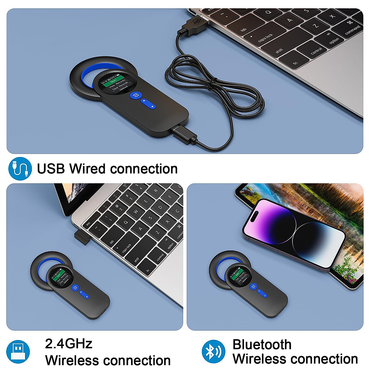 Symcode Bluetooth Pet Microchip Reader Wireless RFID Animal Chip ID Reader Scanner Animal ID Tag Handheld Scanner Animal Tag Reader EMID FDX-B(ISO11784/11785) 134.2KHz/125KHz