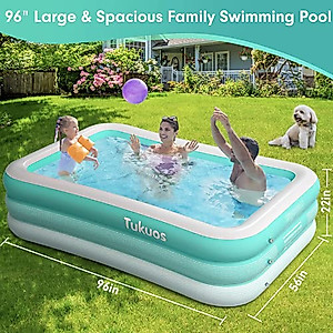 Large Inflatable Swimming Pool, Family-Sized Inflatable Kiddie Pool, Family Lounge Pool for Kids Adult Suitable for Backyard Outdoor Garden 96"" X 56"" X 22""