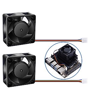 GeeekPi 2-Pack Fan for NVIDIA Jetson Nano, DC 5V 4020 Cooling Fan 40mm×40mm×20mm with Dual Ball Bearing PWM Speed Adjustment Strong Cooling Air Fan with 4PIN Reverse-Proof Connector