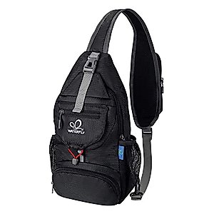 WATERFLY Packable Small Crossbody Sling Backpack Shoulder Chest Bag Daypack for Hiking Traveling