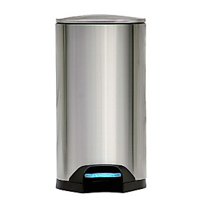 King’s Rack 13 Gallon / 50 Liter Brushed Stainless Steel Step-on Trash Can Fingerprint Resistance with Removable Bucket Fits in Kitchen, Bedroom & Office