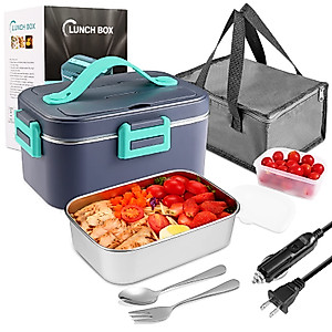 Lemasa Electric Lunch Box Food Heater 75W,1.8L Larger Heated Lunch Boxes for Adults,12V/24V/110V Portable Lunch Warmer for Car/Truck/Work with Leakpro