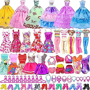 UNICORN ELEMENT 43 Pcs Doll Clothes and Accessories, Include 2 Skirts 2 Fashion Skirts 5 Mini Skirts 2 Swimwears 2 Fashions 10 Shoes 10 Hangers 10 Necklaces for 11.5 Inch Doll(NO Doll)