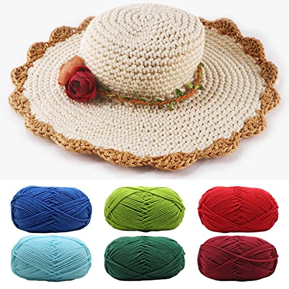 2 Set Knitting Wool Yarn Professional Ultra Soft Needlework DIY 4Ply Milk Cotton Crochet Knitted Yarn for Home Crochet Knitted Yarn