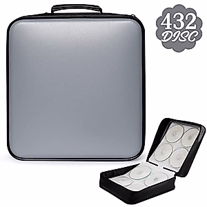 TIMCORR CD Case DVD Storage Case: 432 Capacity Hard Plastic DVD Case Holder Organizer Portable CD Wallet Binder Disc Holder Folder Blu Ray Album Sleeves for Car Home Travel | Audio Music (Grey)