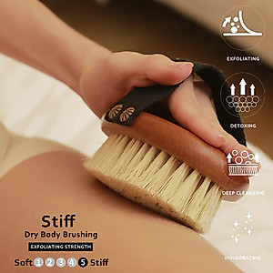 ICANdOIT Dry Brushing Body Brush-Stiff Sisal Bristles Dry Skin Brush,Exfoliating Massage Brush for Cellulite and Lymphatic,Improve Circulation,Stop Ingrown Hairs,Reduce Acne,Soften Skin