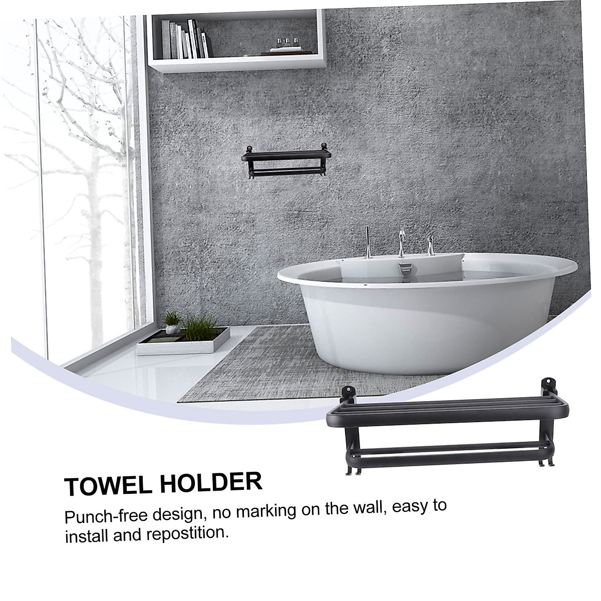 PRETYZOOM 1 Set Storage Rack Bath Towel Rack Towel Racks Bar Black Towel Hook Hanger Organizer Black Stand Vintage Bathroom Towel -Mounted Aviation Aluminum Space Aluminum