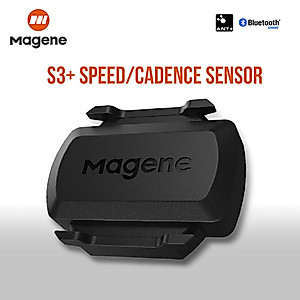 Magene S3+ Outdoor/Indoor Speed/Cadence Sensor for Cycling, Wireless Bluetooth/Ant+ Bike Computer RPM Sensor for Road Bike or Spinning Bike and Trainers Compatible with Onelap, Wahoo Fitness, Zwift