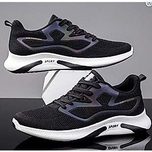 BryTone Footwear - Soft and Comfortable Running Shoe- Superior Breathability- Air Cushion Design- Non-Slip Sole- Anti Collision Toe Cap- Sports, Gym and Jogging Expert, Black and White, 8