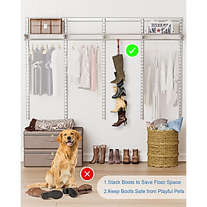 Allgawise Rainbow 6pcs Boot Hanger for Closet with Adjustable Rope - Boot Hanging Clips for Tall Boots, Cowboy Boot Rack, Hanging Shoe Organizer Space Saver