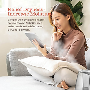 Cool Mist Humidifiers for Bedroom - 2.2L Water Tank, Baby, Office, Quiet Ultrasonic Air Vaporizer, Adjustable Mist Level, 360 Nozzle Rotation, Auto-Shut Off, Large Area Humidifier Easy Fill and Clean