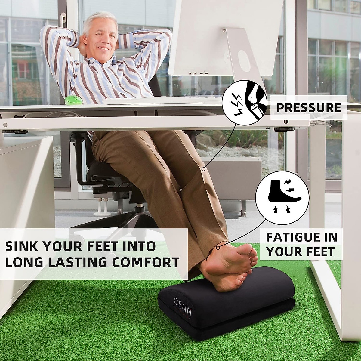 Wedge Shaped Under Desk Footrest – Memory Foam Home and Office Foot Rest Velvet Leg Rest Adjustable Foot Rest Under Desk