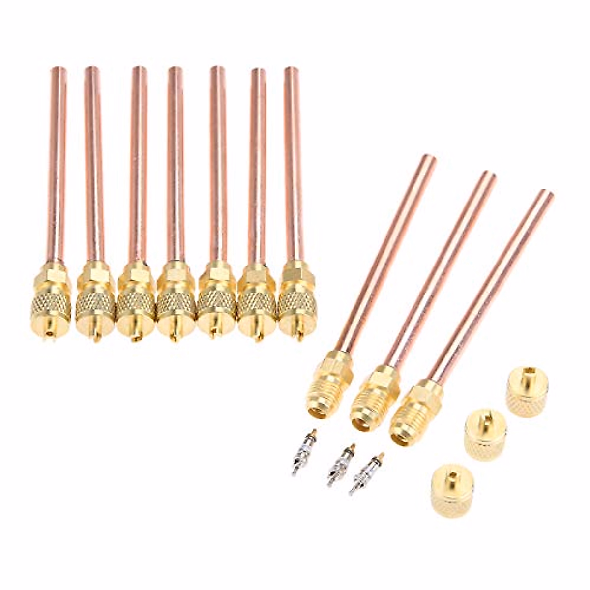 gohantee 10PCS Access/Service Valve 1/4'' SAE x 1/4'' OD x 4'' Stem Core AC Refrigeration