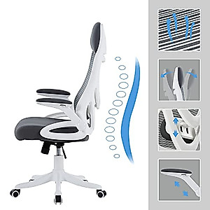 NORDICANA Ergonomic Office Chair - Swivel Desk Chair with Adjustable Armrest, Lumbar Support - Mesh High Back Computer Gaming Chair, Home Office Chairs, Executive Revolving Chair (Grey)