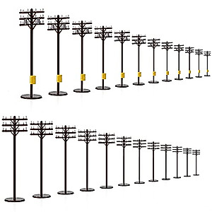 24pcs Model N Scale 1:160 Power Pole Telegraph Telephone Poles Railroad Diorama (Style A)
