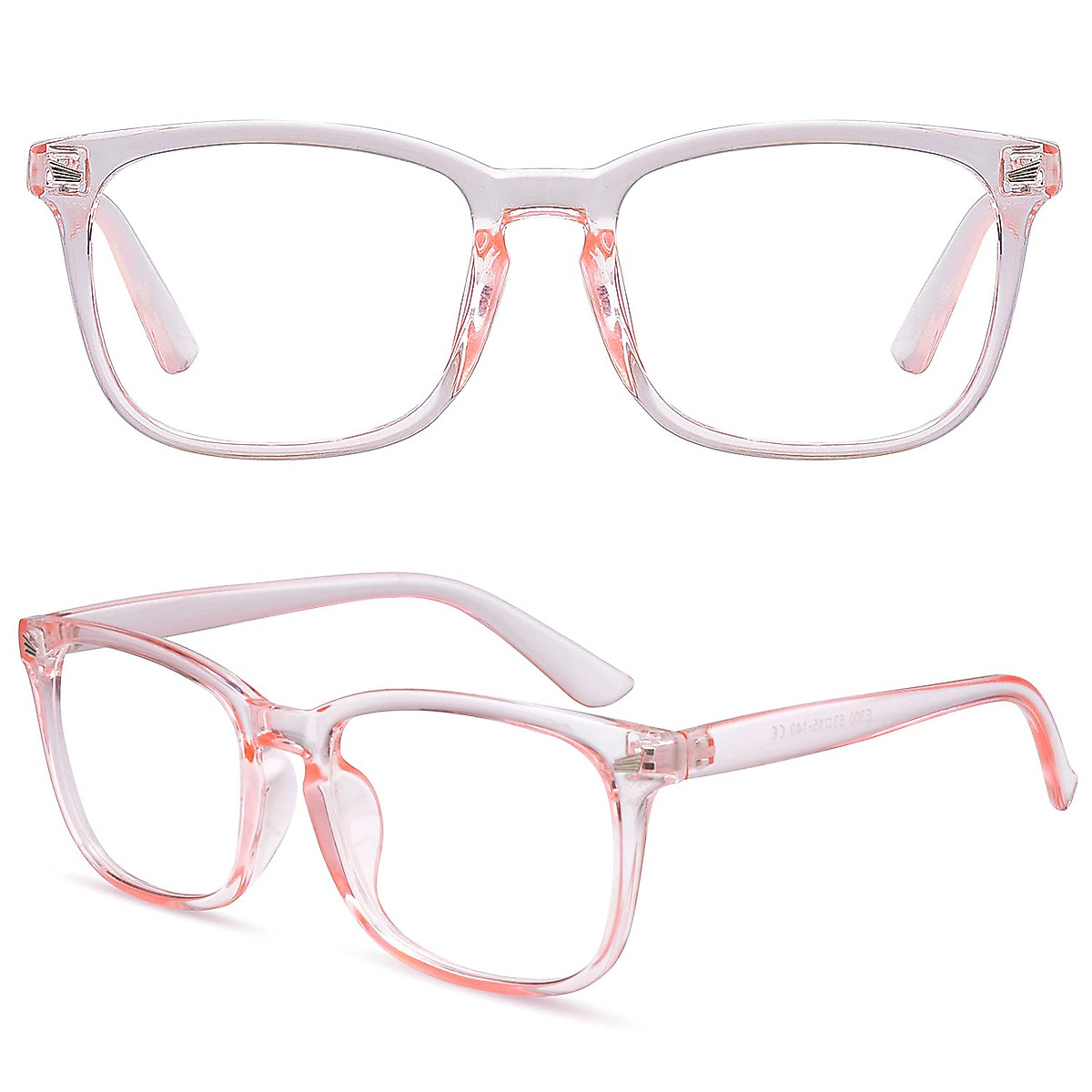 EYLRIM Square Frame Clear Lens Glasses Non Prescription Eyeglasses(A5 Transparent pink)