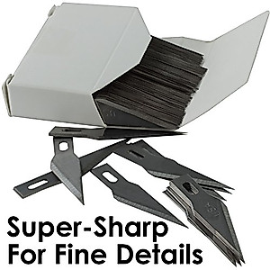Premium USA-Made Steel Hobby Knife Blades Mega Bulk 100 Pack. Save Time and Shipping Costs! The Fine Point #11 Size Blade Universally Fits #1 Craft Knife Handles for Modeling and Papercraft Projects