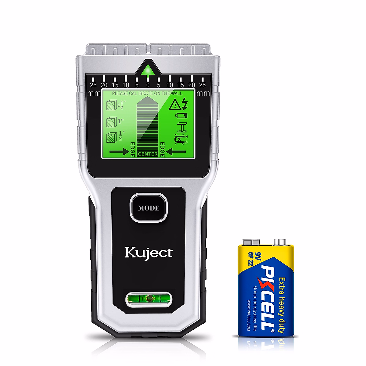 Kuject Stud Finder Wall Scanner - 8 in 1 Electronic Stud Sensor with Magnetic Detector, Bubble Level, LCD Display, Wall Scanner for the Center and Edge of Metal Wood AC Wire Studs Joist Beam