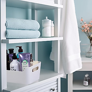 Tiawudi 12 Pack Storage Bins, Plastic Storage Containers, Multi-Use Organizer Bins, White Closet Organizer, Pantry Organizer, Bins for Cabinet, Drawer, Countertop or Shelves