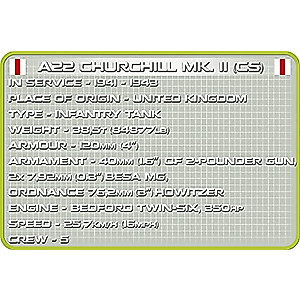COBI Historical Collection A22 Churchill MK. II (CS) Tank, Beige