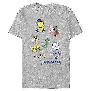 Ted Lasso Men's Big & Tall Lasso Icons T-Shirt, 4X-Large, Athletic Heather