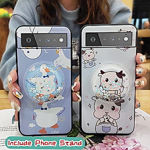 Phone Stand Holder Fashion Design Lulumi Phone Case for Google Pixel 6, Back Cover Glisten Silicone Protective Anti-Knock Soft Case Cute Drift Sand Armor case TPU Cartoon Dirt-Resistant Anti-dust, 3