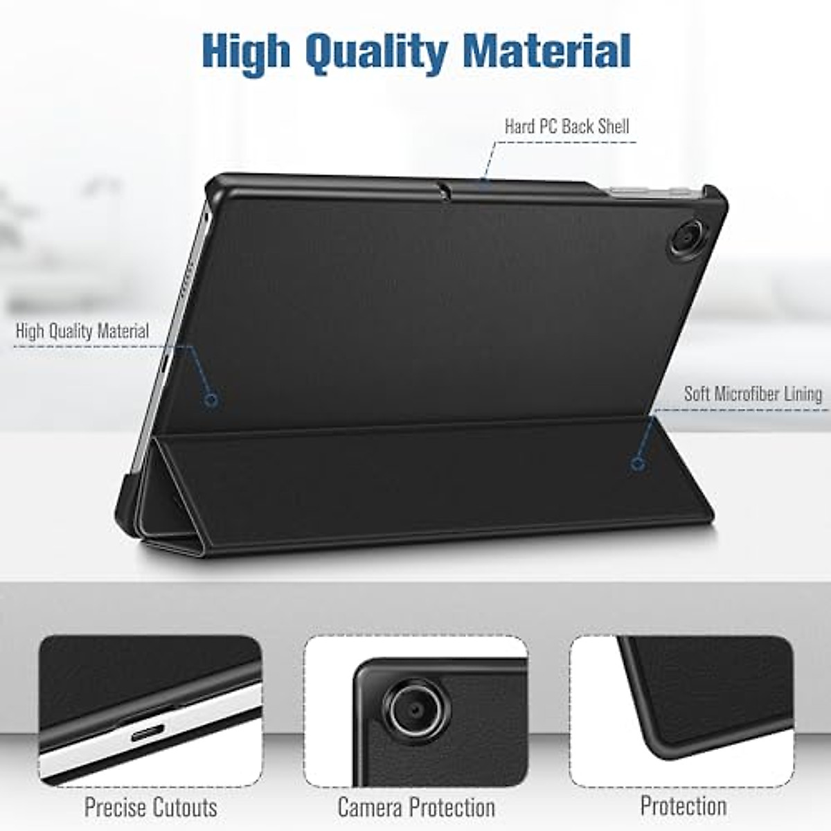 Fintie Case for Onn 11 Tablet Pro (2023 Model) - Premium Vegan Leather Slim Lightweight Hard Shell Stand Cover for ONN Pro 11 inch Tablet 100110027, Black