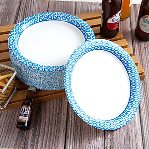 MUCHII 8.375 Inch Disposable Paper Plates, 300 Count Disposable Paper Plates, Soak Proof Paper Plates for Daily Use, Cut Proof Holiday Paper Plates for Family Gatherings, Parties, Picnic And So On