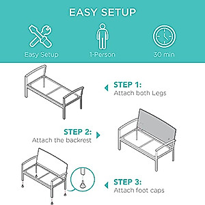 Best Choice Products 2-Person Outdoor Wicker Loveseat Bench Chair Furniture for Garden, Patio, Porch w/ 700lb Capacity, Seat Cushion - Gray/Black