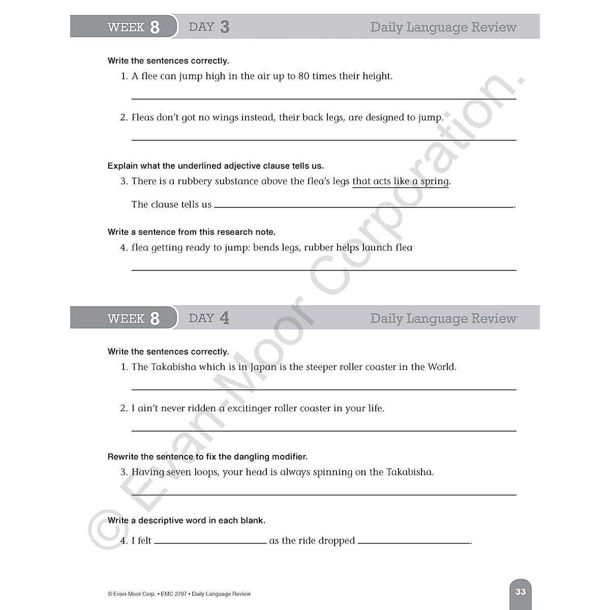 Evan-Moor Daily Language Review, Grade 7 Actvities Homeschooling & Classroom Resource Workbook, Reproducible Worksheets, Teacher Edition, Daily Practice, Skills Assessment, Grammar, Punctuation