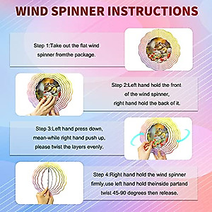 4 Pack 10 Inch Sublimation Wind Spinner Blanks, 3D Aluminum Wind Powered Kinetic Sculpture, Spinner Suspension Trim for Yards & Gardens（Round）