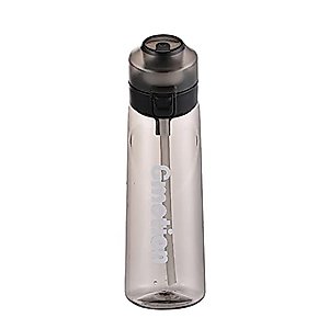 Cilevizy Air Up Water Bottle Fruit flavored ring cup Portable Sports Mug Multi-Color With Straw Bounce switch Silicone nozzle TRITAN+PP material For outdoor,sports (Black,650ml)