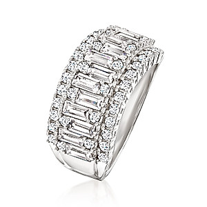 Ross-Simons 2.40 ct. t.w. Baguette and Round CZ Ring in Sterling Silver. Size 8