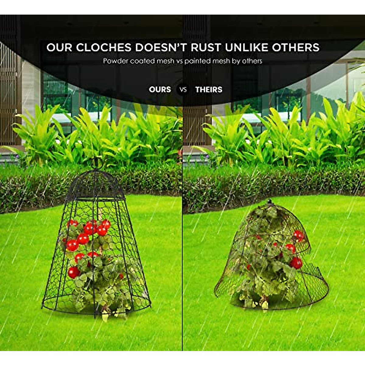 Garden Cloche Plant Protectors from Animals Chicken Wire Cloche Dome for Plants to Protect from Deer Rabbits in Outdoor Vegetable Garden with Thick Rustproof Large Cloches 12" Cage 20" High Set of 6