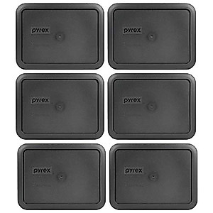 Pyrex 7210-PC Rectangle 3 Cup Charcoal Grey Storage Lid for Glass Dish - 6 Pack