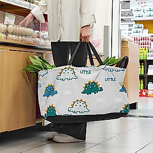 Dinosaur Full Print Large Capacity Laundry Organizer Tote Bag - Reusable and Foldable Oxford Cloth Shopping Bags