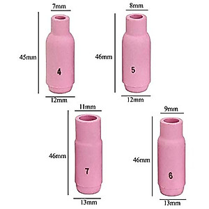 Alffun 68pcs TIG Torch Consumables Accessories KIT for TIG Welding Torch PTA DB SR WP 17 18 26 Back Cap/Collet Body/Alumina Nozzle