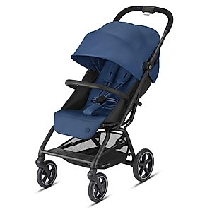 CYBEX Eezy S + 2 Stroller, Lightweight Travel Stroller, Compatible with All CYBEX Infant Car Seats, Compact Fold, Stands for Storage, All-Terrain Wheels, Baby Stroller for 6 Months+, Navy Blue