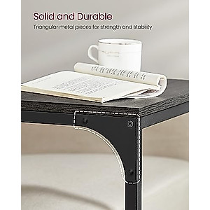 VASAGLE C-Shaped End Table, Side Table for Sofa, Couch Table with Metal Frame, Small TV Tray Table for Living Room, Bedroom, Misty Gray and Black