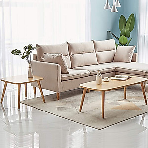 MEETWARM 16 inch Table Legs Wood Furniture Legs Tapered Round for Coffee End Tables Side Table Chair Mid-Century Modern DIY Furniture Leg Natural M8 Hanger Bolts, Set of 4