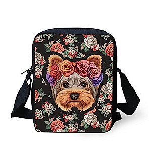 HUGS IDEA Women Girl Mini Crossbody Bags Sling Shoulder Bag Yorkshire Terrier Pattern Handbag Cellphone Pouch