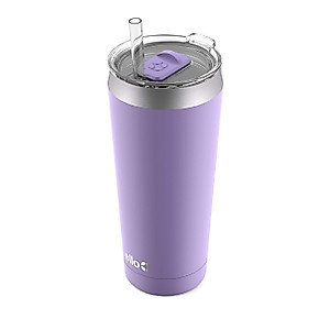 Ello Beacon Vacuum Insulated Stainless Steel Tumbler with Slider Lid and Optional Straw, 24 oz, Lavender