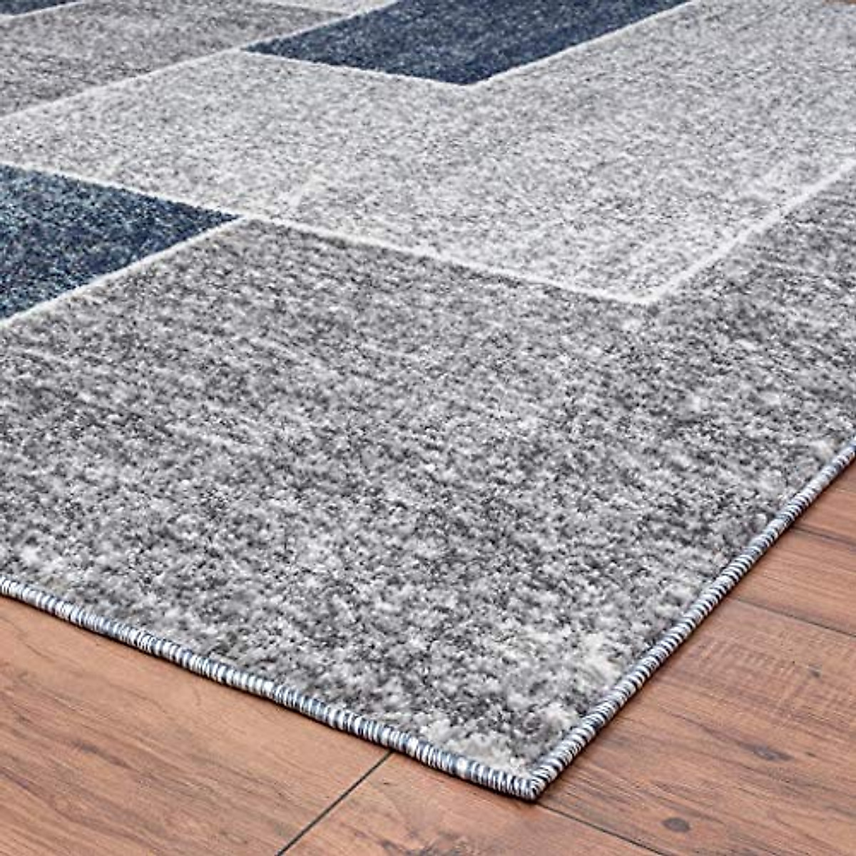 LUXE WEAVERS Lagos Collection Blue 8x10 Art Deco Area Rug, Anti Shedding Modern Color Block Geometric Rugs
